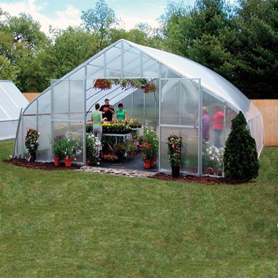 GrowSpan Gothic Pro Greenhouses - 20' to 34'W Film & Roll-Up Sides ...